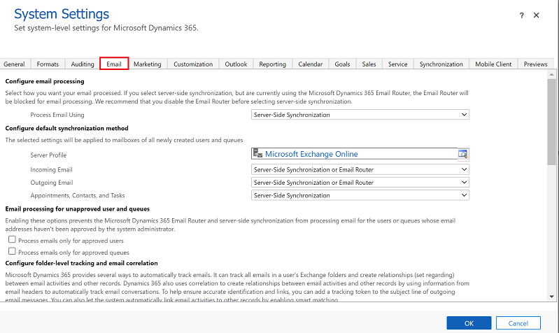 D365 user queue: control which emails are synced. Default to No email ...